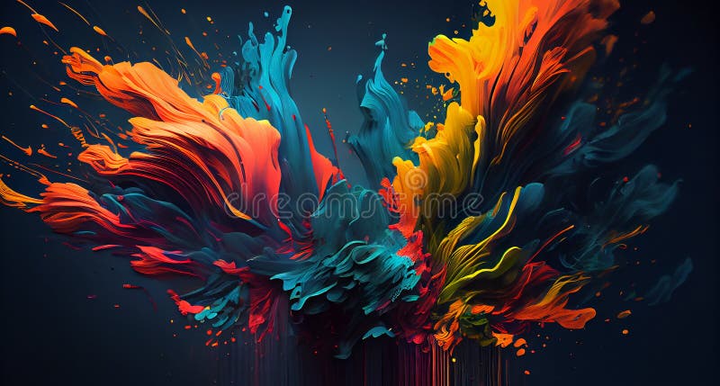 Abstract Multi Colored Backdrop Blue Ink Paint Motion Generated by AI ...