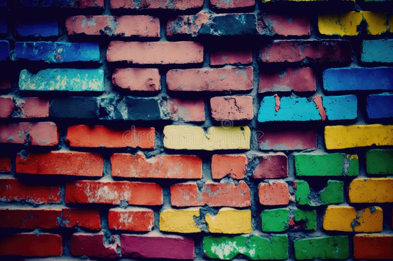 An Abstract Multi-colored Brick Wall Background. Created with ...