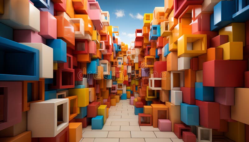 Abstract Multi Colored Design of Futuristic Architecture, Vibrant ...