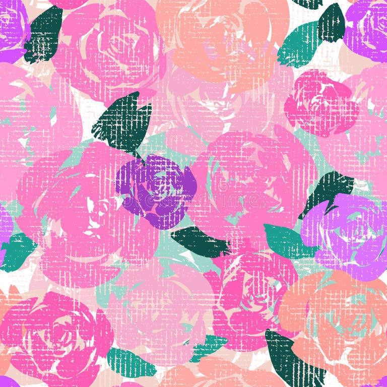 Seamless Pattern Abstract Multi Colored Roses Stock Illustrations – 108 ...