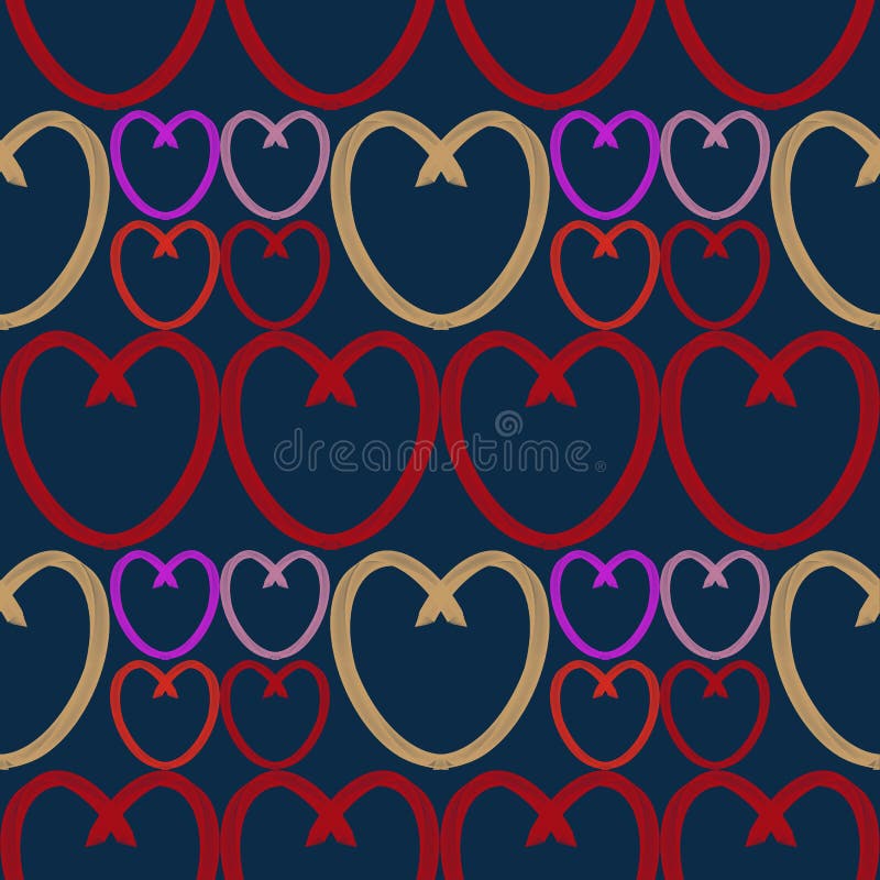 Abstract Multi Colored Hearts Seamless Pattern Design for Background or ...