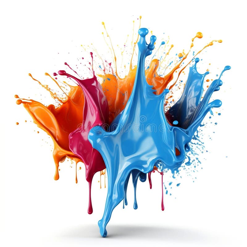 Abstract Multi-colored Ink Stain on a White Background. Generative AI ...