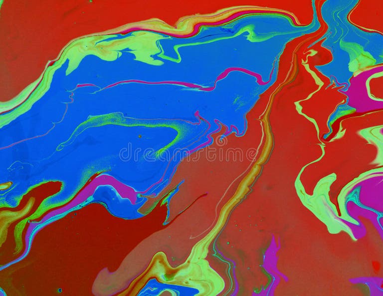 Abstract Multi-colored Marble Background. Acrylic Paint Flows Freely ...