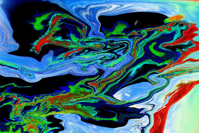 Abstract Multi-colored Marble Background. Acrylic Paint Flows Freely ...
