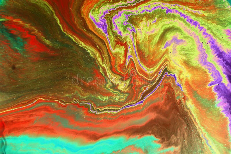 Abstract Multi-colored Marble Background. Acrylic Paint Flows Freely ...