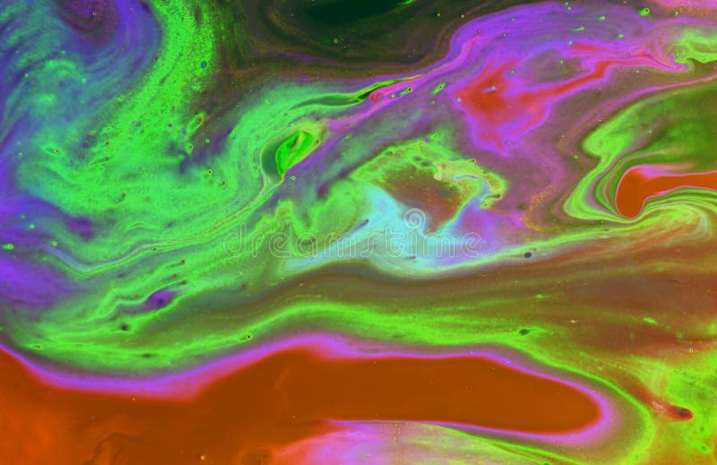 Abstract Multi-colored Marble Background. Acrylic Paint Flows Freely ...