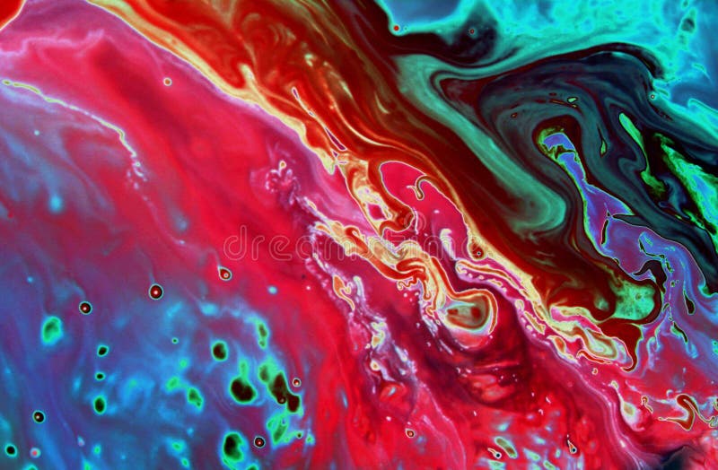 Abstract Multi-colored Marble Background. Acrylic Paint Flows Freely ...