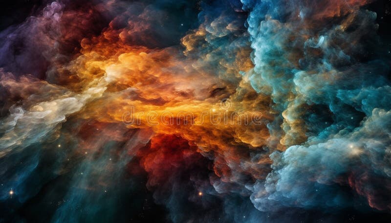 Abstract Multi Colored Nebula Backdrop Illuminates the Dark, Mysterious ...