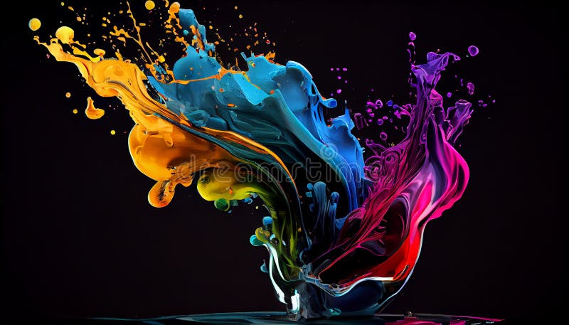 Abstract Multi Colored Painted Background with Blue Flames Generated by ...