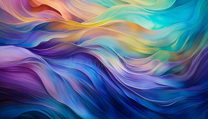 Abstract Multi Colored Pattern, Blue Backdrop, Wave Motion Generated by ...
