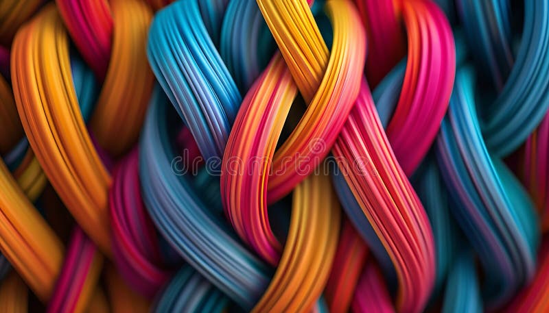 Abstract Multi Colored Pattern in a Row, Vibrant Intertwined Colors ...