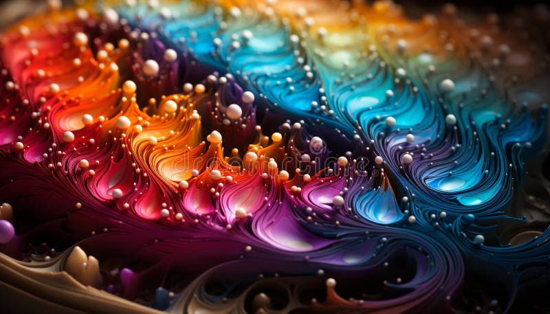 Abstract Multi Colored Pattern, Vibrant Liquid Paint Flowing Generated ...