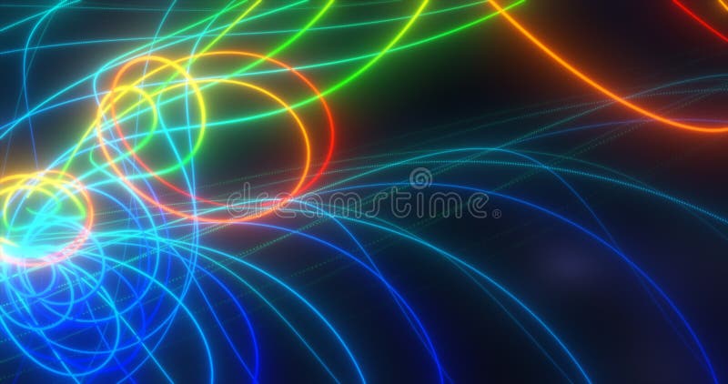 Abstract Multi-colored Rainbow Neon Energy Laser Lines Flying on a ...