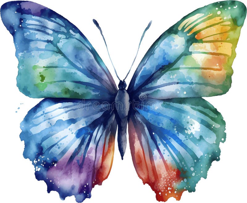 Abstract Multi-colored Watercolor Butterfly Stock Photo - Image of ...