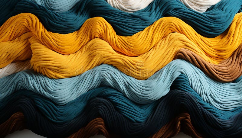Abstract Multi Colored Wave Pattern on a Bright Blue Backdrop Generated ...