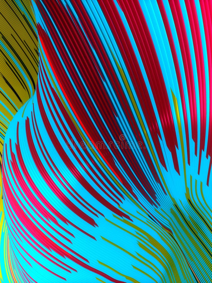 Abstract Multi Colored Wavy Wires. Modern 3d Rendering Digital ...