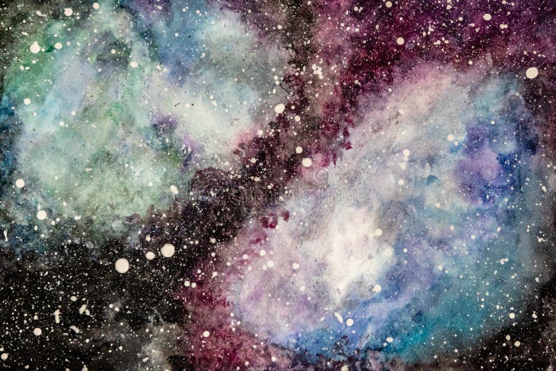 Abstract Multicolor Background Painted with Watercolors. Galaxy Concept ...