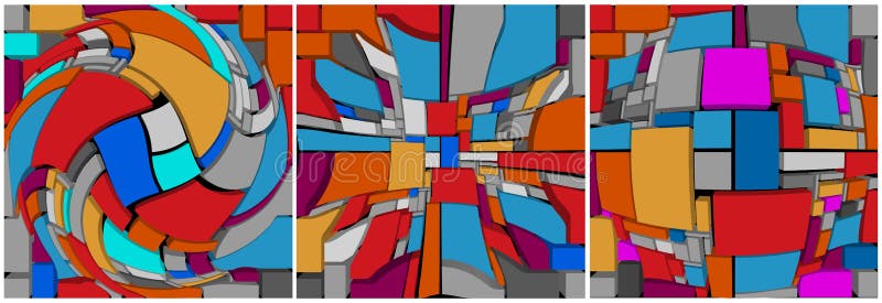 Abstract Multicolor Composition of Three-dimensional Elements. H Stock ...