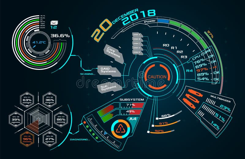 Abstract Multicolor Futuristic HUD Stock Vector - Illustration of ...