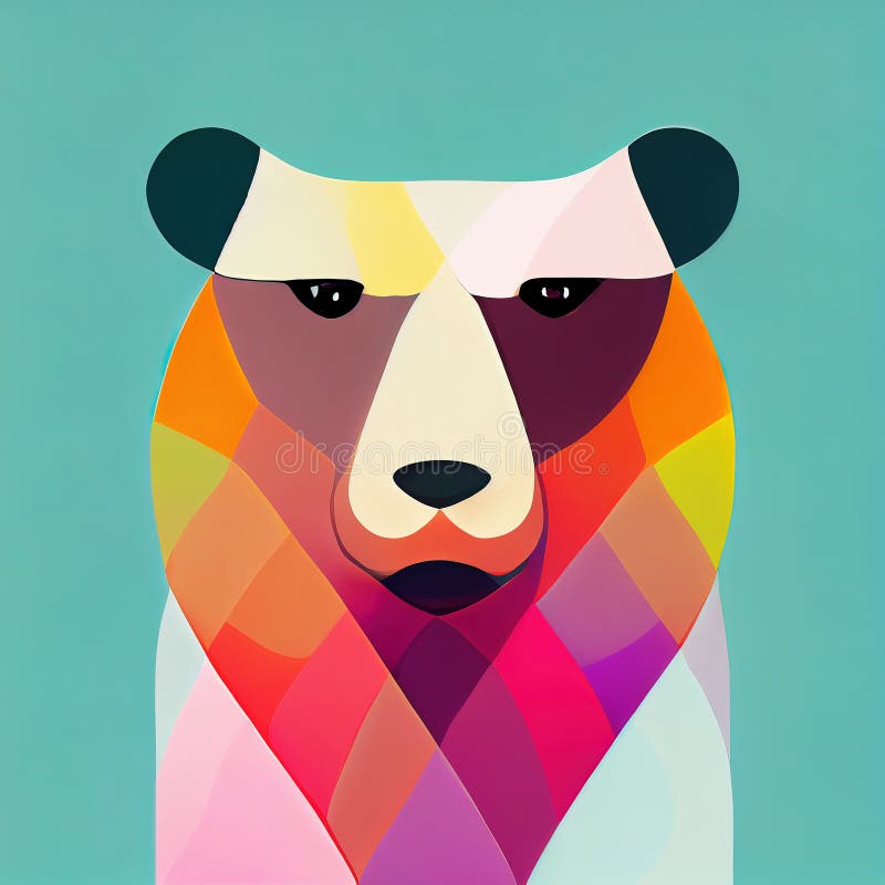 Abstract Multicolor Geometric Bear Portrait. Stylized Bear Icon. Flat ...