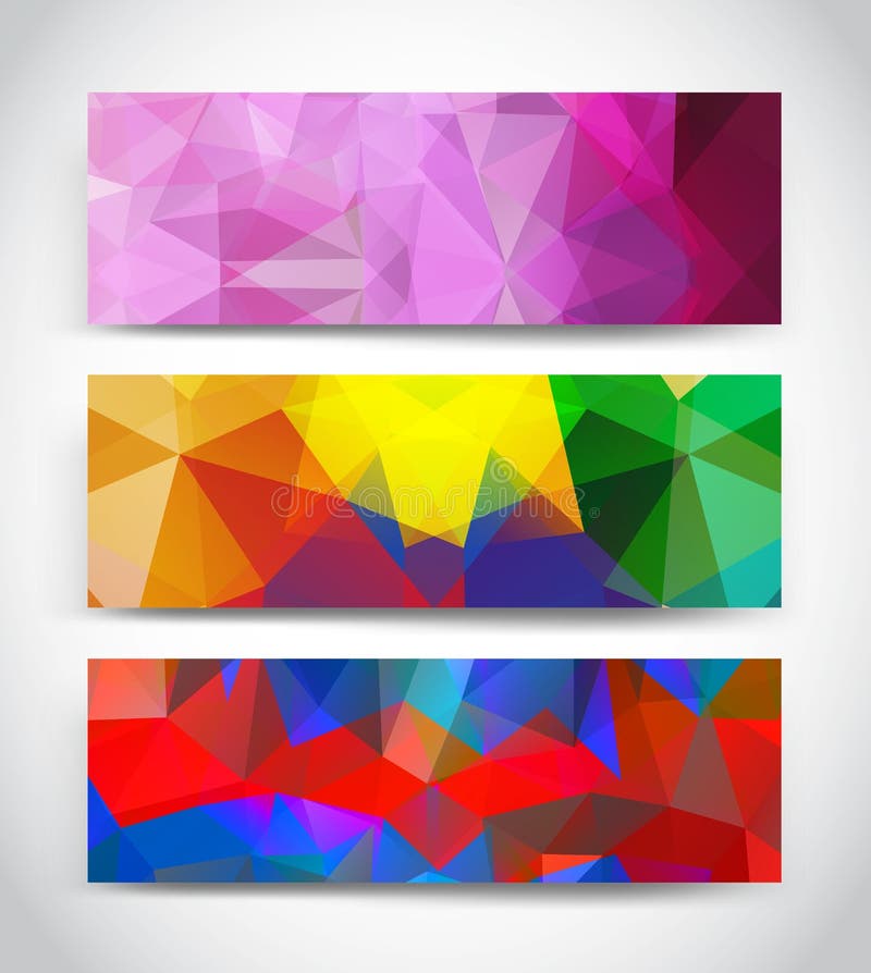 Abstract Multicolor Geometric Triangles Banners Stock Vector ...
