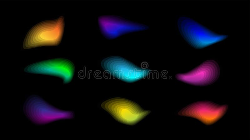 Vivid Color Gradient Shapes. Blurred Vibrant Set Stock Vector ...