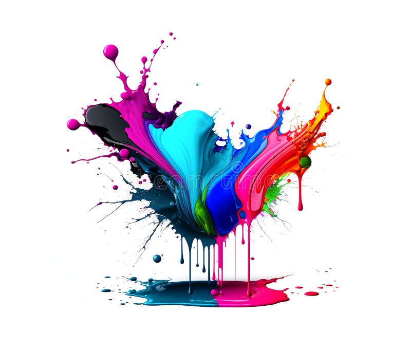 Abstract Multicolor Ink Splash on White Background Stock Illustration ...