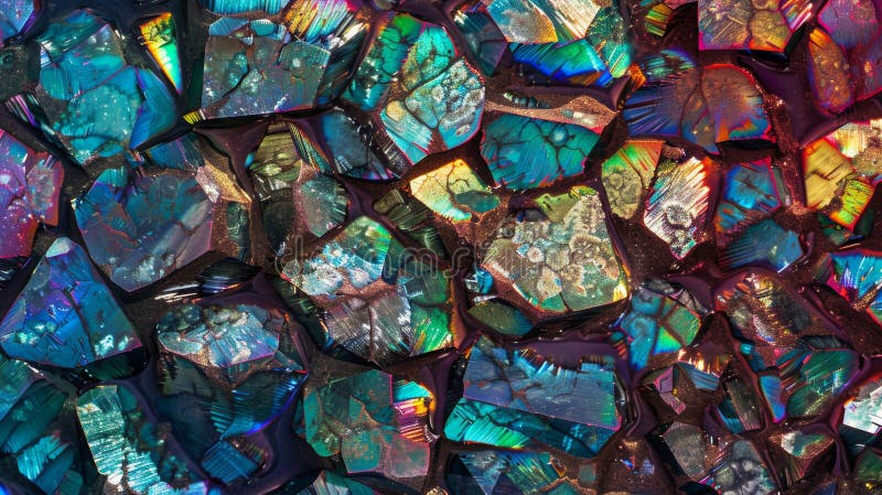 Abstract Multicolor Iridescent Crystal Pattern with Geometric Shapes ...