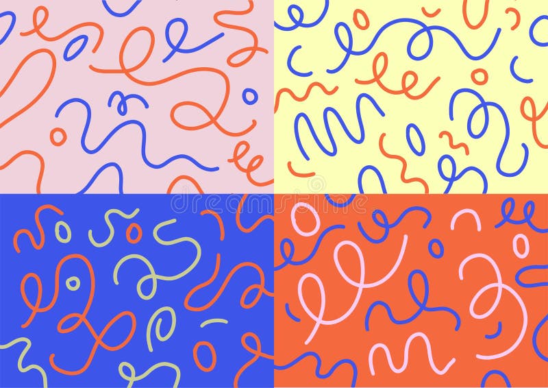 Abstract Multicolor Line Doodle Pattern Stock Illustration ...