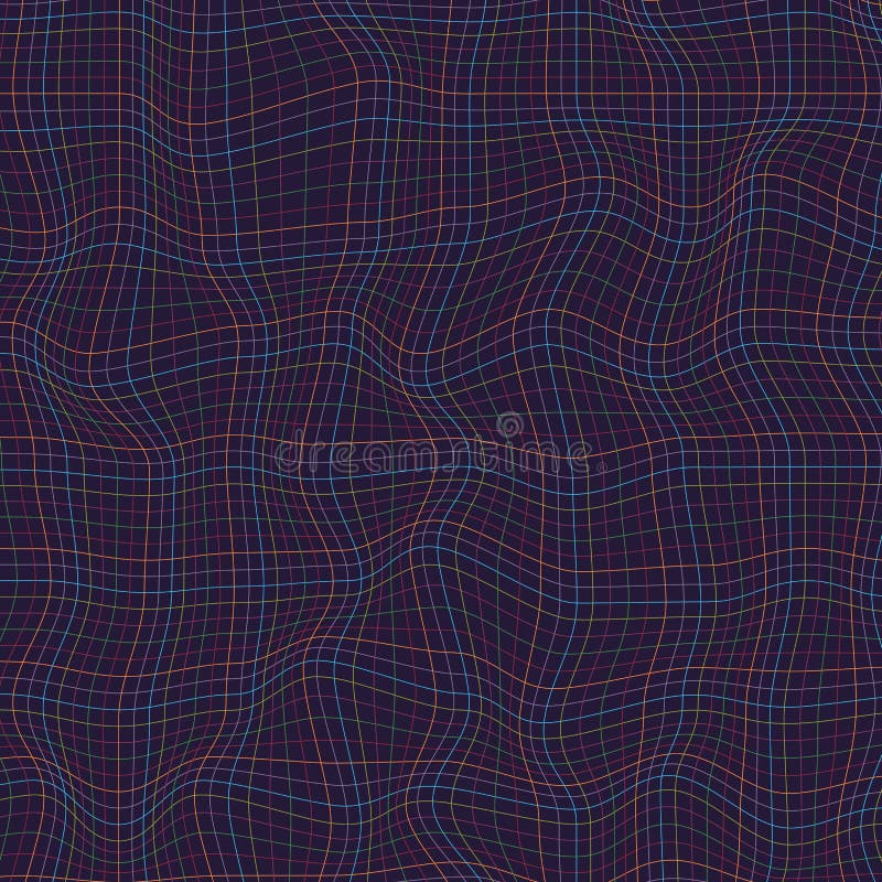 Abstract Multicolor Lines Grid Pattern Wave Curve on Dark Background ...