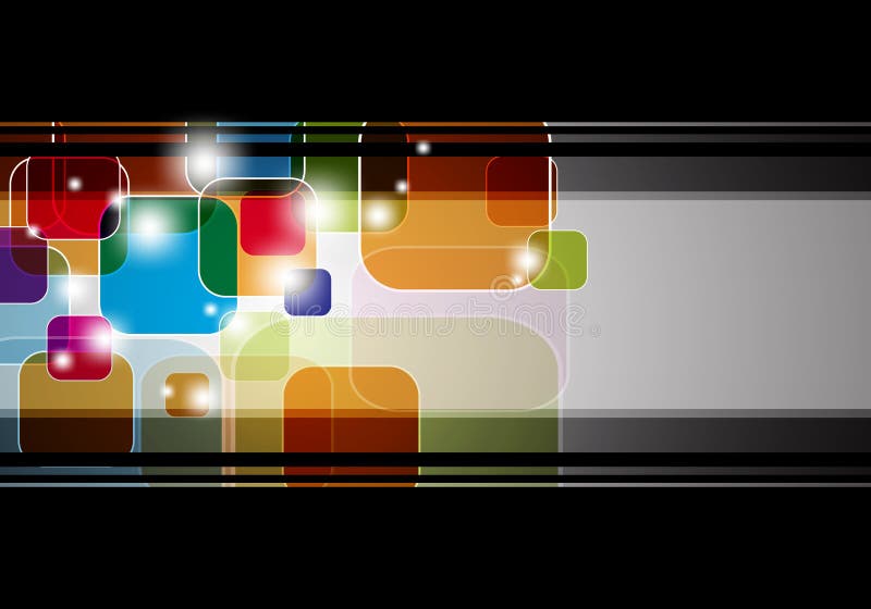 Abstract Multicolor Squares with Black Frame Stock Vector ...