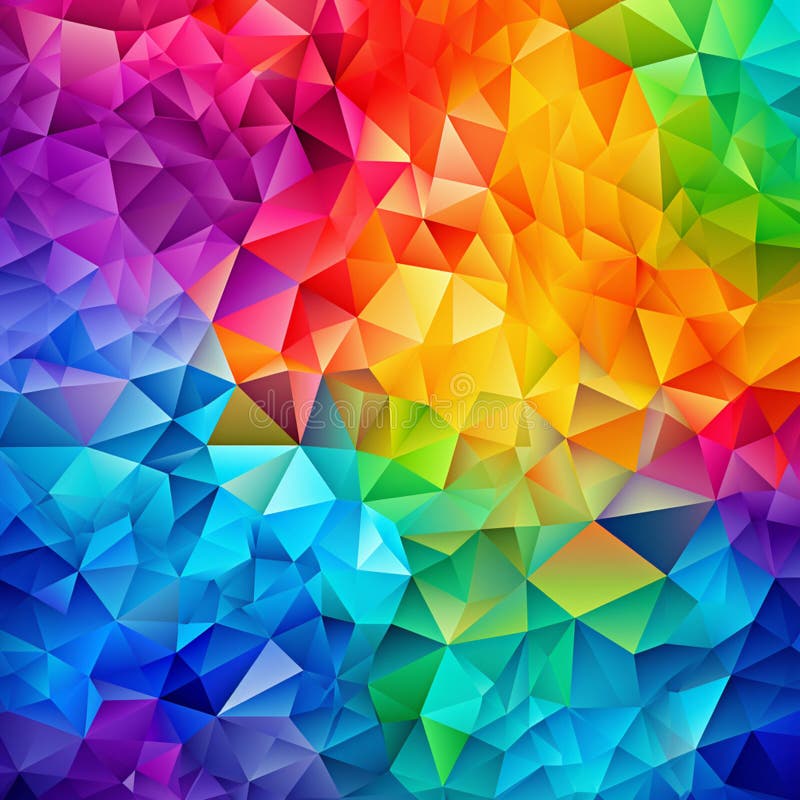 Abstract Multicolor Triangle Geometric Background AI Stock Illustration ...