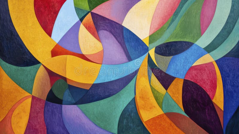 Abstract Multicolored Curved Shapes Painting Stock Illustration ...