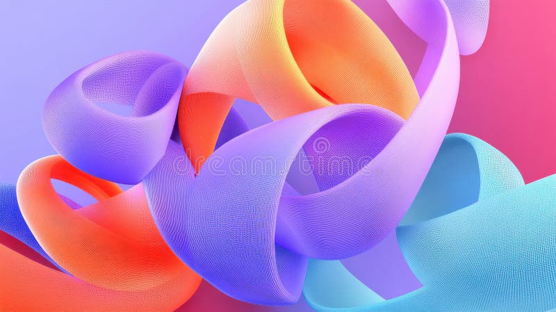 Abstract Multicolored 3d Shapes with Vivid Gradients and Twisting Forms ...