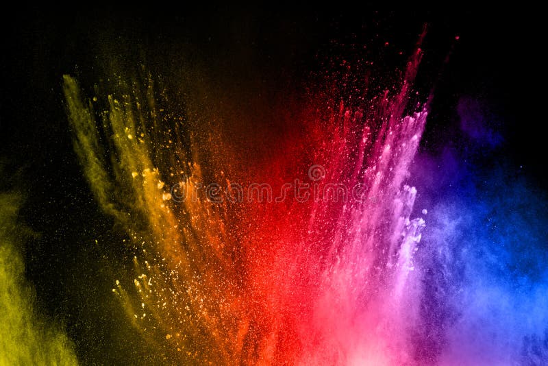 Abstract Multicolored Dust Explosion on Black Background. Stock Photo ...