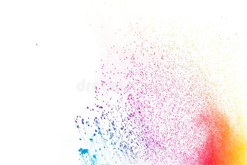 Abstract Multicolored Dust Explosion on White Background. Stock Image ...
