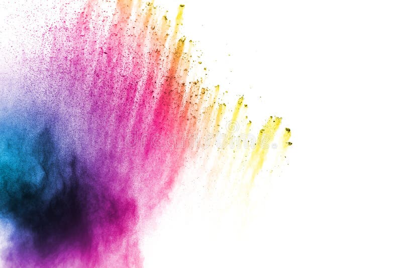 Abstract Multicolored Dust Splash on White Background. Bizarre Form of ...