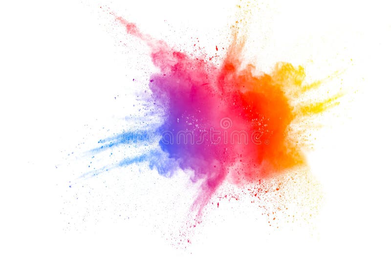 Abstract Powder Splatted Background. Colorful Powder Explosion on White ...