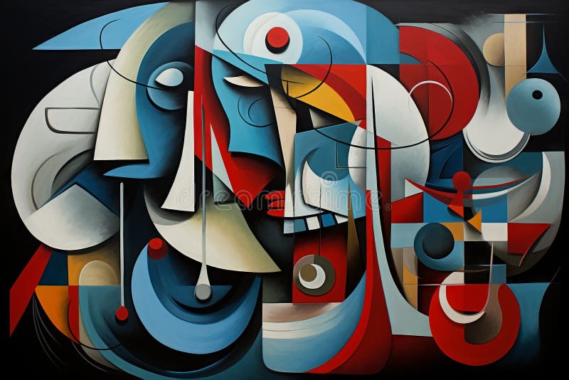 Abstract Multicolored Faces in an Abstract Cubist or Cubism Style ...