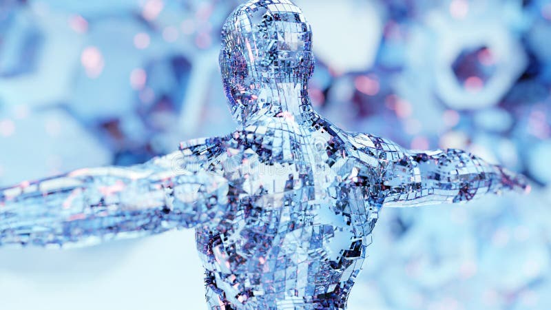 Abstract Multicolored Futuristic Digital Virtual Human Cyborg ...