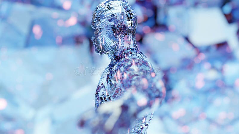 Abstract Multicolored Futuristic Digital Virtual Human Cyborg ...