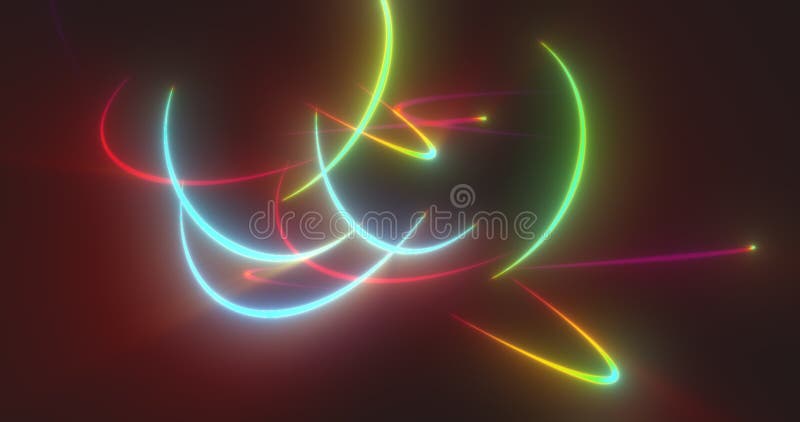Abstract Multicolored Glowing Bright Magical Energy Lines on a Black ...