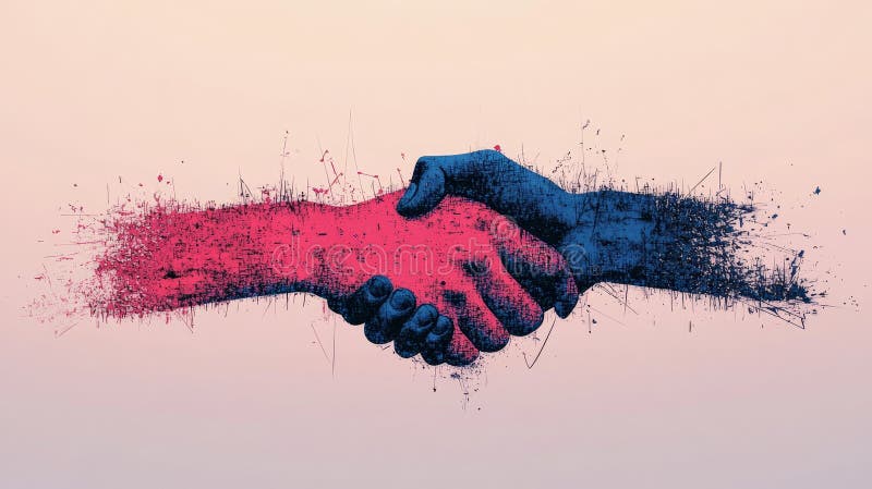 Abstract Multicolored Handshake Symbolizing Unity Collaboration and ...