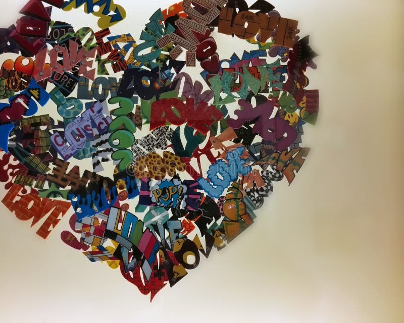 An Abstract Multicolored Heart Design Made of Love Text Stock Image ...