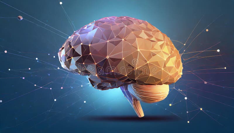 Abstract Multicolored Low-poly Artwork of the Side View of the Human ...