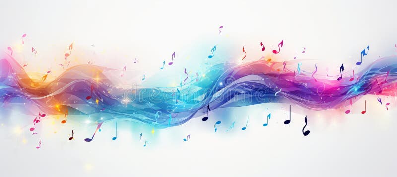 Colorful Musical Notes Flying in a Neural Network Pattern on White ...