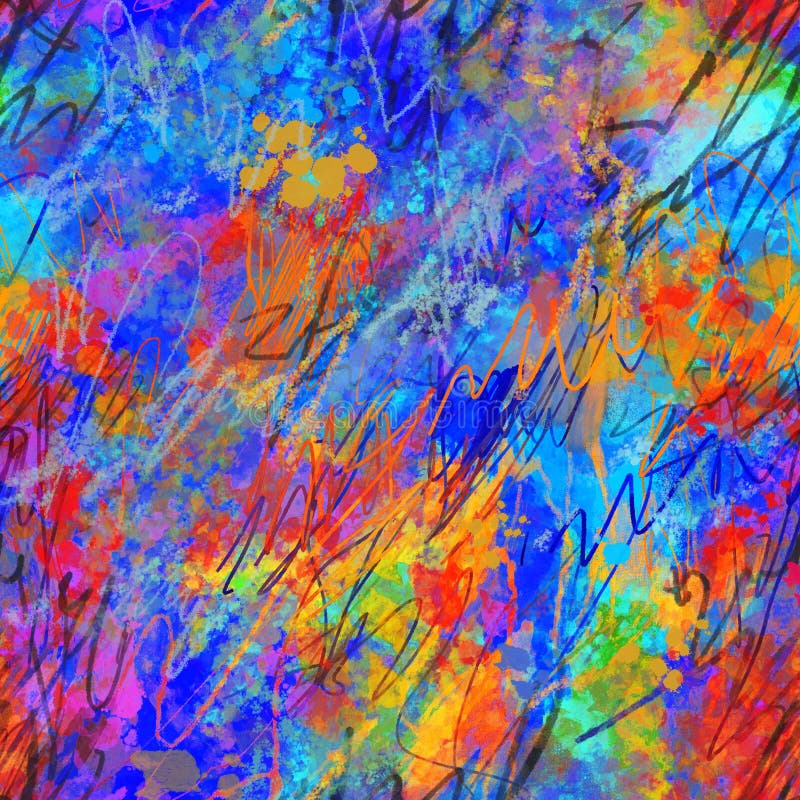 Abstract Multicolored Painted Pattern with Bright Neon Spots, Blots ...