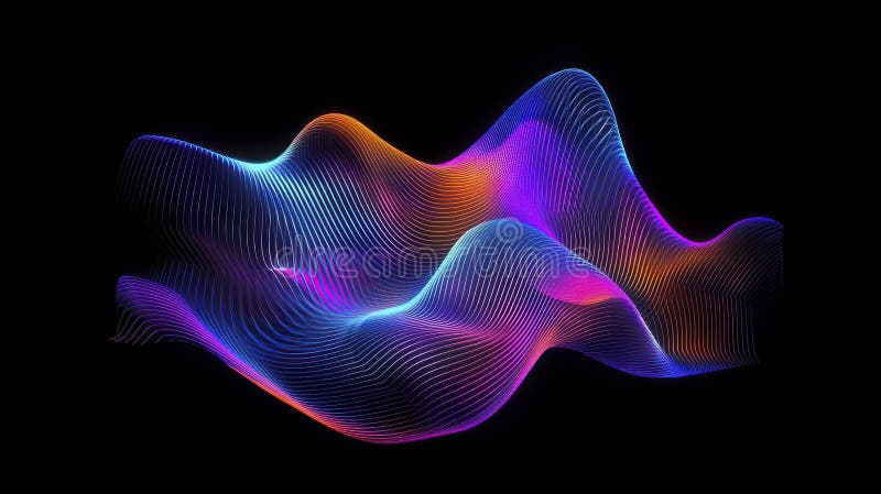 Abstract Multicolored Particle Wave Digital Art Stock Illustration ...