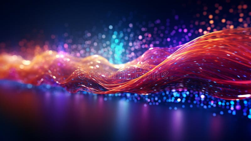 Abstract Multicolored Particles Flow Swiftly through Dark Expanse of ...