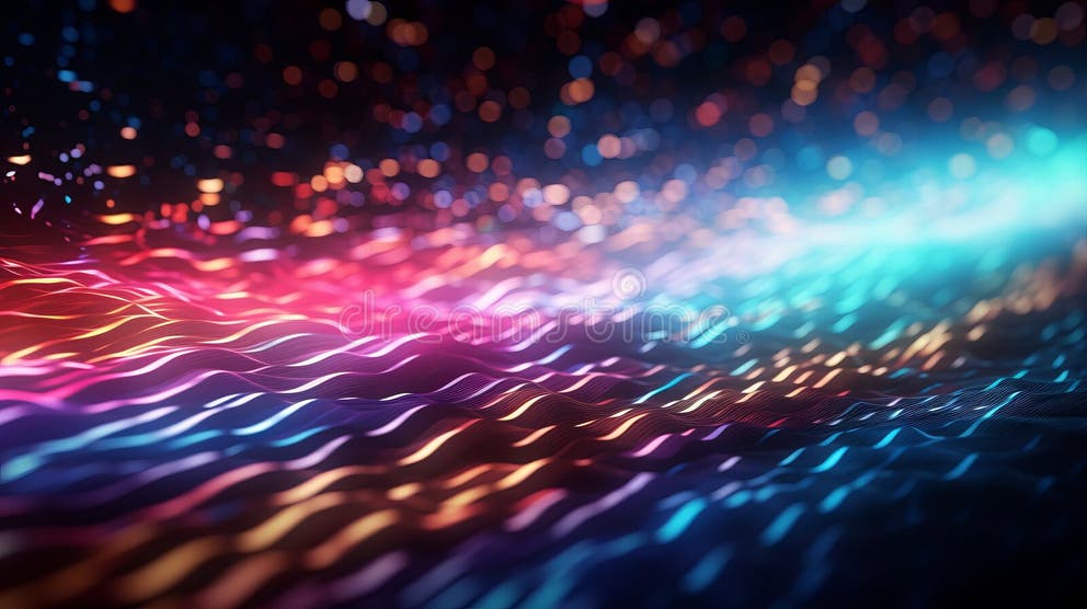 Abstract Multicolored Particles Flow Swiftly through Dark Expanse of ...